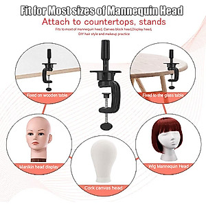 Teenitor Wig Mannequin Head Stand, 2 Pack Cosmetology Manikin Stand Mannequin Head Holder Clamp Black Wig Stand Holder