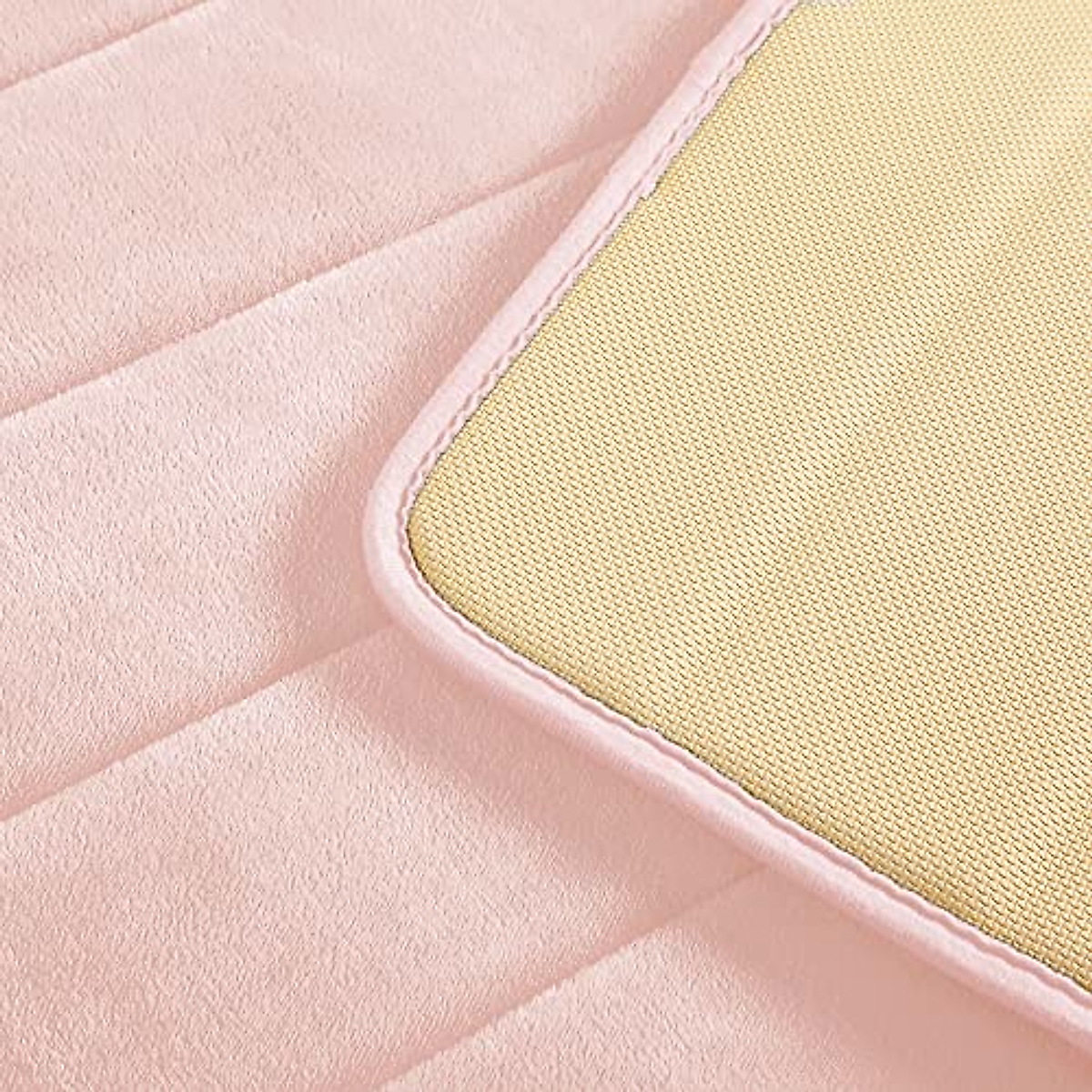 15 Piece Bathroom Shower Curtain set with Memory Foam Bath rugs. 2 Solid Rose Pink Beige Color Modern Design None-Slip Bath Mats Includes12 Roller Ball Hooks Style Carrie (Lite Rose Pink)