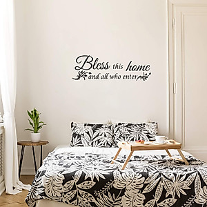 2 Sheets Bless This Home Kitchen Wall Decor Decals The Kitchen Quote and Wall Stickers All Who Enter Kitchen Vinyl Wall Quote Art Dining Entryway and Living Room Wall Decal Decor, 12 x 35.4 Inch