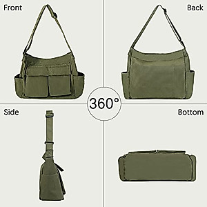 Canvas Shoulder Bag Large Hobo Crossbody Bag with Multiple Pockets Canvas Messenger Tote Bag for Women and Men