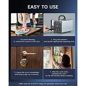 CREWORKS Ozone Generator, 15000 mg/h High Capacity Ozone Machine for Car Home Smoke Pet Odor Removal, Commercial Ozone Odor Eliminator Air Purifier with Timer Display for 3200 sq ft Room, Silver