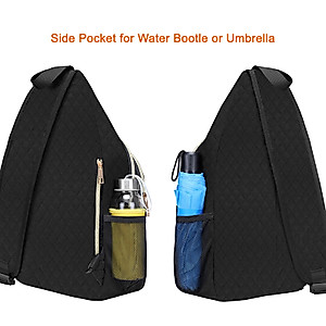 MOSISO Sling Backpack, Rhombus Quilted Crossbody Bag with Front Pockets Casual Chest Shoulder Travel Hiking Daypack Bag, Black