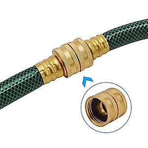 HYDRO MASTER Brass Garden Hose Adapter Double Female Quick Connector 3/4 Inch Solid Brass 2 Pack