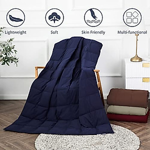 Puredown® Soft Down Throw Blanket Lightweight Packable Couch Throw for Indoor and Outdoor Use, 50"X70", Navy