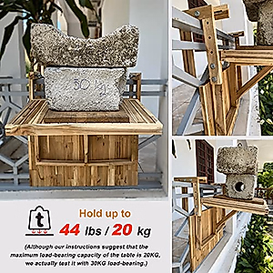 Interbuild Toronto Balcony Folding Deck Table, Outdoor Hanging Railing Bar Table, FSC Acacia Wood, 28 x 23 Inches, Adjustable, Golden Teak