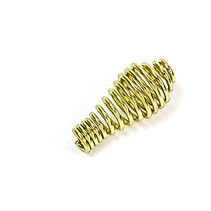 Spring Stove Handle, Brass Finish, tapered at one end. Max Diameter: 1-1/8", Length: 2-1/2", Fits 3/8" rod. For use with BBQ Grills, Smokers, Furnaces, Coal/ Wood/ Pellet Stoves, Boilers.