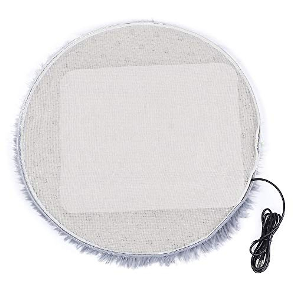 VINGVO Pet Heating Pad, Cat Plush Mat Dog Cat Electric Heated Blanket Mat, 40cm Round Heated Mat Plush Electric Cat Bed Warmer with USB Charging Interface for Small Dogs, Silver Gray