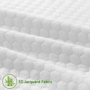 Cover for Mattress Topper Full Size, 3-4 Inch Full Memory Foam Cover with Zipper, Viscose Made from Bamboo and 3D Mesh Fabric Backing Latex Mattress Topper Removable Cover with Straps