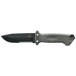 Gerber Gear LMF II Infantry Survival Knife, Military Grade Tactical Fixed Blade with Serrated Edge, Shock Absorbing Handle, Molle Sheath and Sharpener, Green
