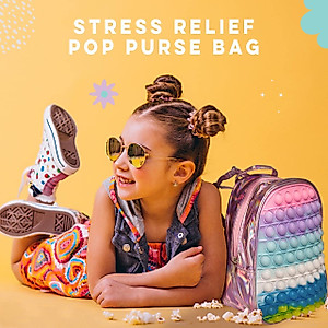 Sensia. Pop School Backpack Fidgets for Girls, Gifts Pop Backpack Purse Fidget Toy Toddler Bag for Kids, Popper Mini School Backpack Birthday Fidget Gifts for Teens Girls Boys and Adults