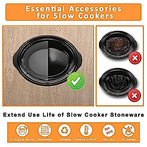 LAECHATAR Silicone Crockpot Liner Reusable Fit 7-8 Quart Oval Crock Pots/Slow Cookers- Prolong The Life of Your Slow Cooker (Grey/1pc)