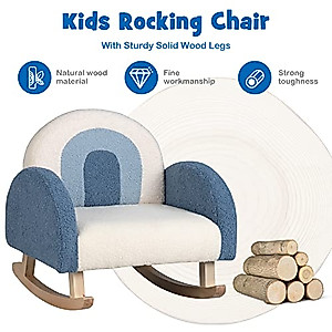 HOMGX Kids Rocking Chair, Toddler Couch with Solid Wood Base & Non-Slip Pads, Kids Rocking Sofa with Plush Fabric, Cute Children Rocker Armchair in Playroom, Nursery, Bedroom