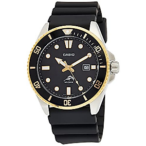 Casio Men's Diver Inspired Stainless Steel Quartz Watch with Resin Strap, Gold, 25.6 (Model: MDV106G-1AV)
