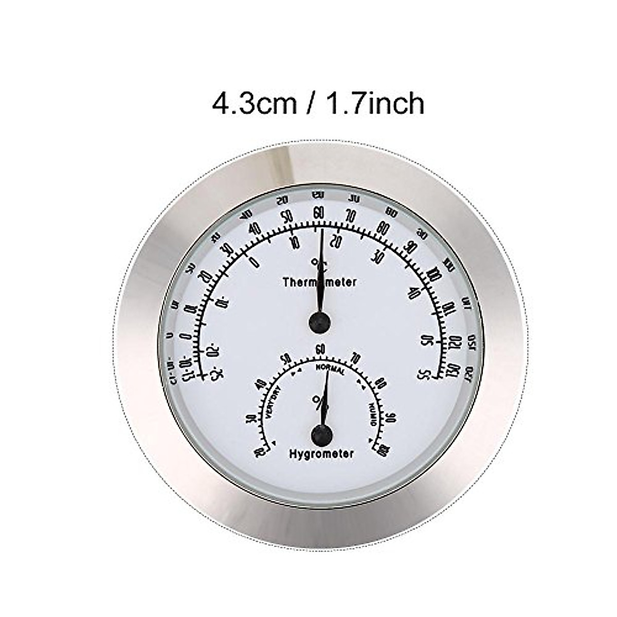 Dilwe Guitar Round Thermometer Hygrometer, Humidity Temperature Meter for Violin Guitar Case Instrument Care(Silver)