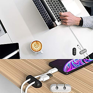 8 Pack Cable Clips Management - Aoviho Adhesive Cord Holder - Cable Organizer, Wire Clips for USB C Cable in-Car Home Office Desk Phone Accessories (Grey)