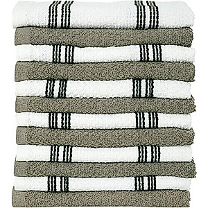 Bliss Casa Kitchen Towels and Dish Cloth Set (12 Pack, 15 x 25 Inch) – 100% Cotton Dish Towels for Kitchen Soft and Highly Absorbent – Tea Towels and Bar Towels for Daily Use (Stripe, Grey)