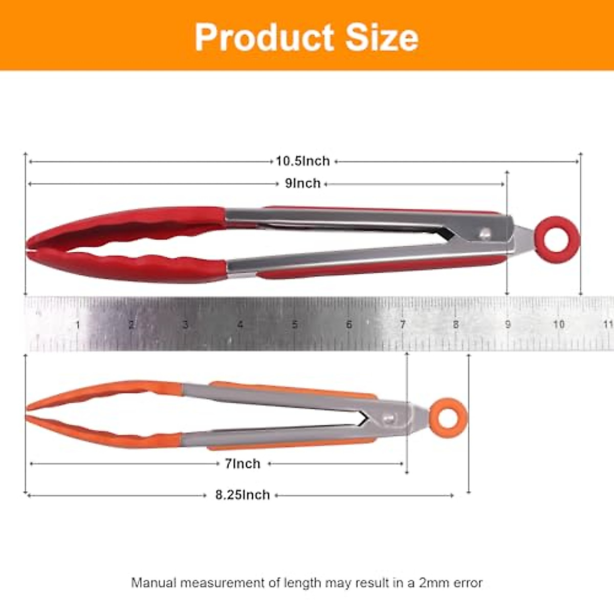 Kitchen Tongs with Silicone Tips - ForTomorrow Set of 5, 7 9 Inch Premium Silicone Tipped Tongs for Cooking Heat Resistant, Serving Food, BBQ