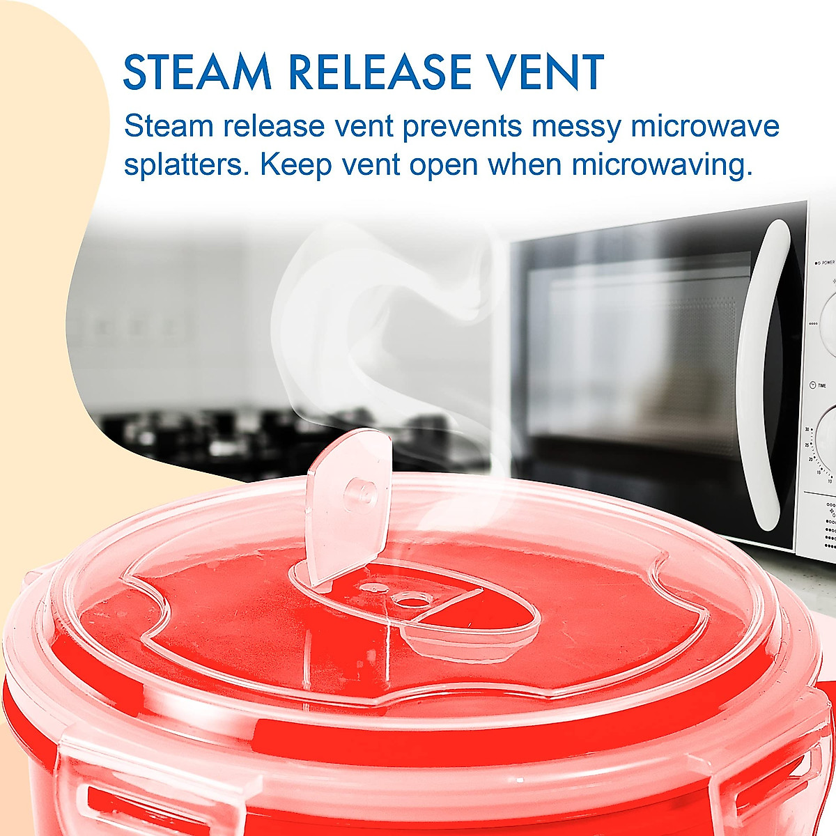 MATICAN Microwave Bowl with Lid, 3-Pack Microwave Soup Bowl with Lid, Noodle Bowl for Ramen, Soup, Beverages, 30.43 Ounces, Red