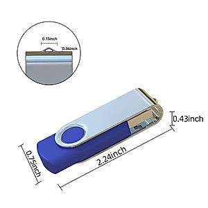 Flash Drive 8GB 5 Pack USB 2.0 Thumb Drive Jump Drive Pen Drive Bulk Memory Sticks Zip Drives Swivel with Led Light Keychain Design Yellow/Red/Blue/Green/Black (5 Pcs Mixed Color)