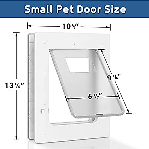 Pet Door, Small Dog Door by PETOUCH, 6" x 9" Inner Frame for Small Dog and Cats, Doggie Door for Small Pets, Easy to Install, 2-Way Locks, Durable Frame Cat Door for Door, Screen & Wall, White