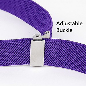 Alizeal Men's X Back Elastic Adjustable Suspender and Bow Tie, Dark Purple