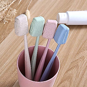 Mggsndi 4Pcs Portable Toothbrush Head Plastic Protective Cover Holder Storage Organizer Bathroom Accessories Holder Set for Family and Business Travel and Daily Use at School and Outdoor