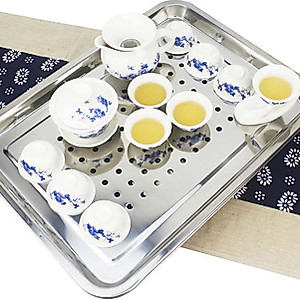 BESTonZON Drip Tray Stainless Steel Tea Drinks Serving Tray Hollow Tea Tray Serving Tray for Tea Serving Tray, Tea