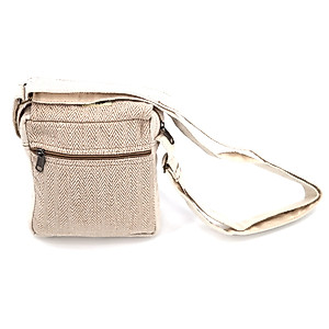 Unique design Mushroom Embroidery Hemp Hobo Passport crossbody bag Festival Travel Bag 100% Himalaya Hemp FAIR TRADE MADE Handmade with Love., Natural White