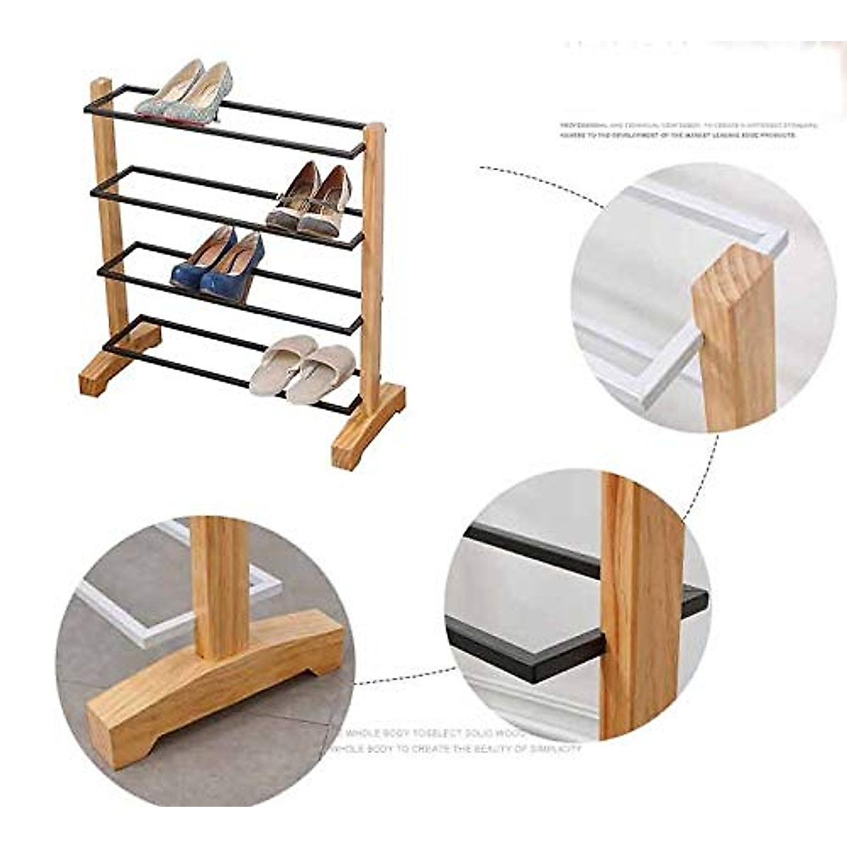 N/A Shoe Rack Multi-Layer Wrought Iron Simple Doorway Home Minimalist Creative Solid Wood Storage Rack Rack (Size : 76cm high)