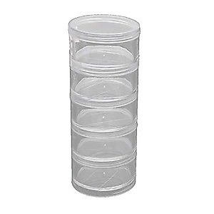 Diarypiece 5Pcs Clear Empty Stackable Plastic Cosmetic Container Pot Jars with Lids for Make Up, Eye Shadow, Nails, Powder, Gems, Beads, Jewelry (25mm high each)