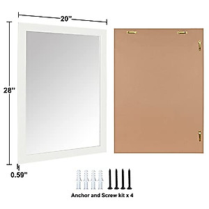 Ruomeng Rectangular Wall Mirror 20" x 28" for Bathroom, Bedroom, Entryway, Living Room, White