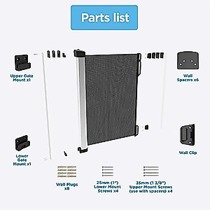 Perma Child Safety Indoor/Outdoor Deluxe Aluminum Retractable Baby Gate 39" Tall Extends to 71" Wide, Black w/Aluminum Casing