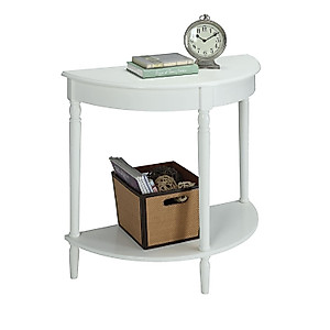 Convenience Concepts French Country Half-Round Entryway Table with Shelf, White