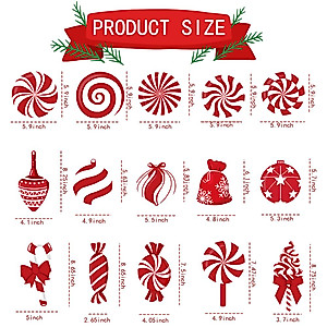DIYDEC 60pcs Christmas Candy Hanging Swirl Decoration Xmas Candy Ceiling Hanging Streamers Christmas Red White Peppermint Candy Cutouts Ornaments for Christmas Holiday Party Classroom Home Decor