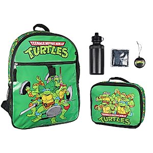 Nickelodeon Teenage Mutant Ninja Turtles Team Leonardo Raphael Donatello Michelangelo 5 PC Backpack Lunchbox Icepack Water Bottle
