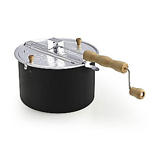 Cook N Home 02700 6-Quart Aluminum Stovetop Popcorn Popper, Black