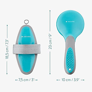Navaris Horse Grooming Brush Set - 2x Equestrian Brushes for Horses Tail Mane and Body Groom Kit Comb Set - Detangling Horse Hair Brush