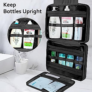 ZPP Toiletry Bag for women, Hanging Toiletry Bags, Water-resistant Makeup Travel Bags, Large Capacity Travel Bag, Organizer for Full-Sized Shampoo, Conditioner-Perfect Gifts for Women（black）…