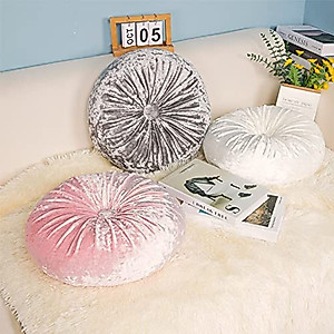 Wadser Decorative Throw Pillow Velvet Round Chair Cushion Handmade Sofa Couch Back Cushion Nap Pillow Gold 14.5"