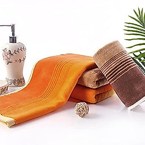 Pidada Hand Towels Set of 2 Striped Pattern 100% Cotton Soft Decorative Towel for Bathroom 13.8 x 29.5 Inch (Orange)