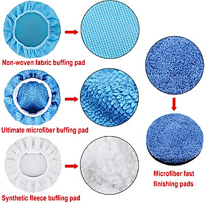 SIQUK 17 Pieces 7 Inch Buffing Pads Foam Polishing Pad Wax Buffer Polish Pads Bonnets Car Polishing Buffing Pad Buffer Attachment for Drill