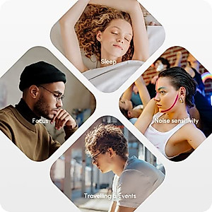 Audree Soft Ear Plugs for Noise Reduction, Reusable Flexible Earplugs for Sleep, Travelling, Focus, Study & Noise Sensitivity, 28dB Noise Cancelling, 8 Silicone Ear Tips in XS/S/M/L, Black