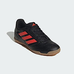 adidas Men's Super Sala 2 Sneaker, Core Black/Bold Orange/Gum, 10.5