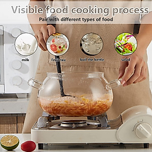 XJLVSV 2450ML/83oz Glass Clear Saucepan with Lid,Best Handmade Easy Clean Heat Resistant Glass Cooking Pot for Noodles, Soup, Cereals, Fruits