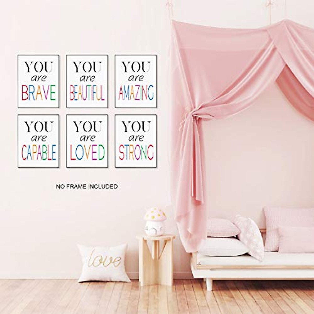 Girls Wall Decor Set of 6 - Inspirational Kids Room Wall Art