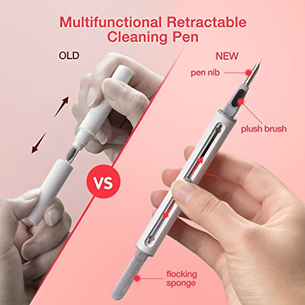 AHOMIS Bluetooth Earbuds Cleaner Pen 3 in 1 Wireless Headphones Cleaning Kit, Portable Earphone Brush, Multifunctional Cleaner Kits for Earphones Charging Ports Mobile Phones