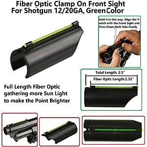 MY Snap-on Fiber Optic Universal Front Sight for Shotgun Barrel 12/20 Ga (Green)