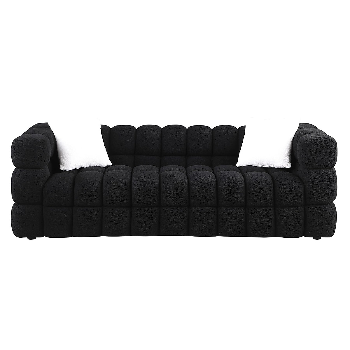 Dolonm Cloud Sofa Couch, Bouclé Fabric Couches for Living Room 84 Inch Modern Sofa for Apartment, Black