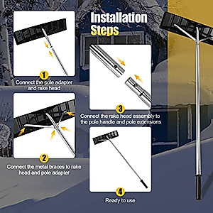 GYMAX Snow Roof Rake, 4.8-20FT Extendable Aluminum Snow Removal Tool with Anti-Slip Handle & 25” Wide Blade, Snow Rake for House Roof Leaves, Dribs