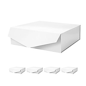 PACKHOME 5 Gift Boxes 13.5x9x4.1 Inches, Large Gift Boxes with Lids, Bridesmaid Proposal Boxes, Sturdy Gift Boxes, Collapsible Gift Boxes with Magnetic Closure (Glossy White)